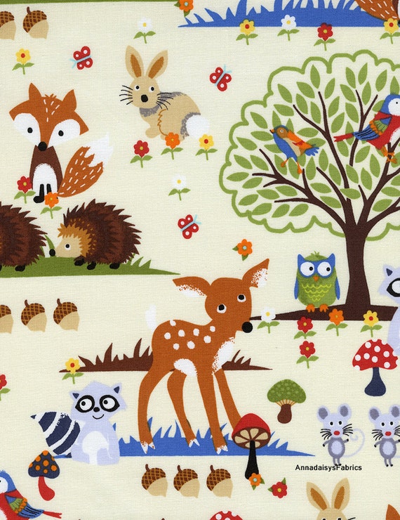 Woodland Animal Fabric Timeless Treasures by AnnadaisysFabrics