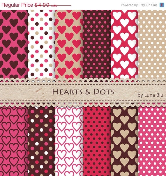 New Item added to my shop:60% OFF Heart Digital Paper Pack: ” Hearts ...