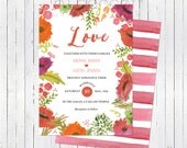 Items similar to Colorful floral invitation - Fun for any occasion on Etsy