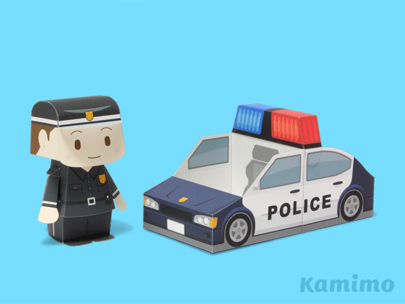 Police Car Paper Toy / Printable Paper Craft PDF / Tatten