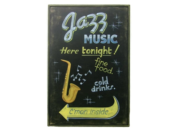 Jazz Music Billboard Sign Large Hand Painted