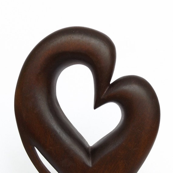Wood sculpture Singing Heart wood carving boho by Woodinthemood