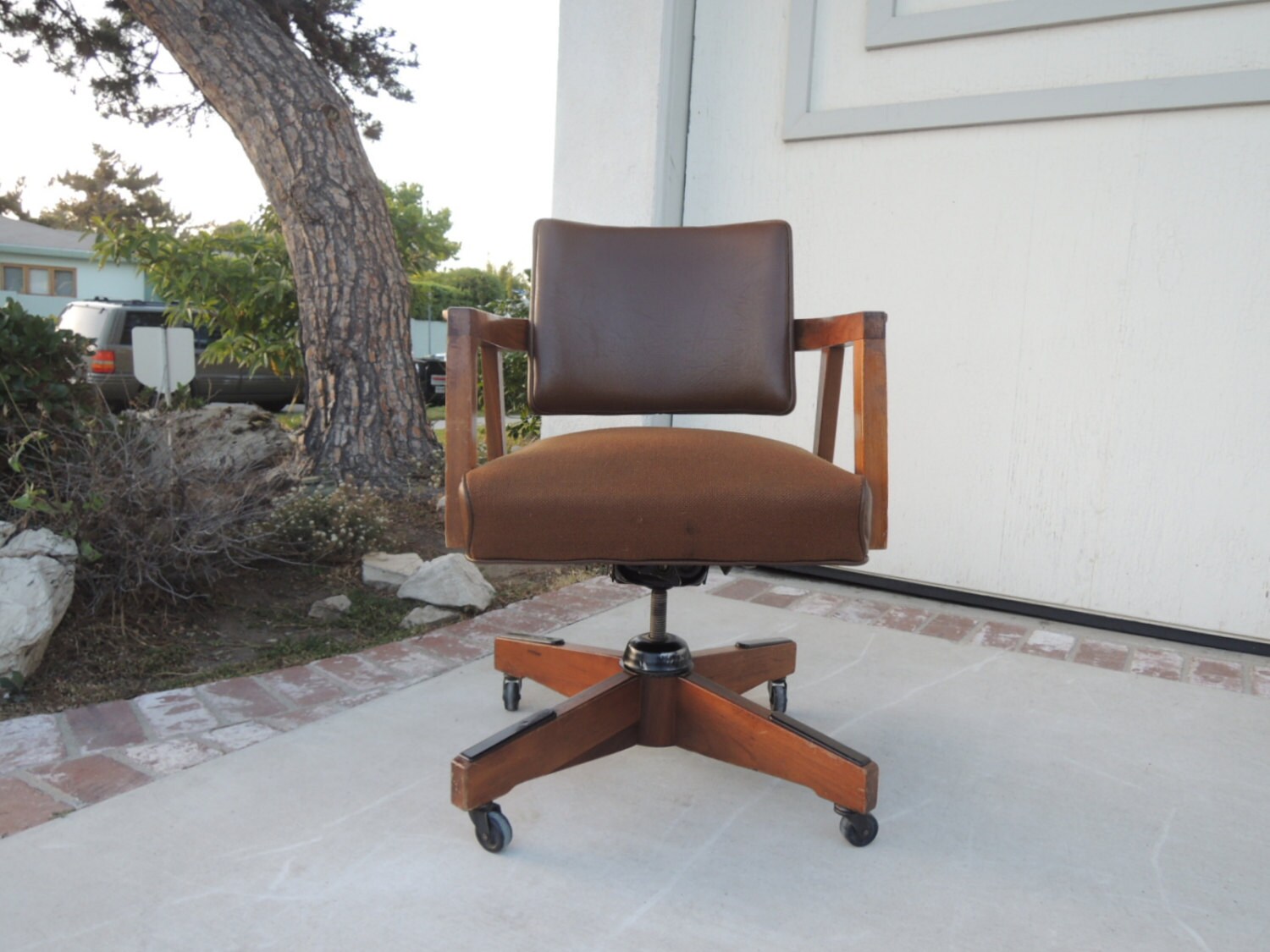 MCM Swivel Desk Chair in Brown & Tan Los Angeles by HouseCandyLA