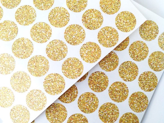 Gold glitter pattern effect stickers - 2.5cm (70 per sheet) or 3.5cm ...