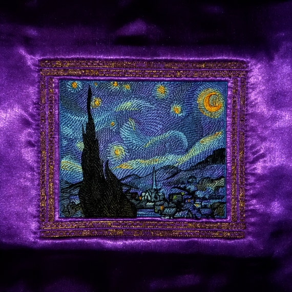 Starry Night Embroidered Tapestry embroidered wall by KathleenLH