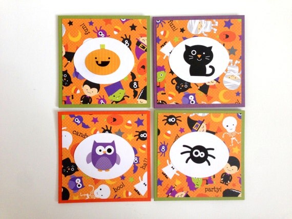 Mini Halloween Cards with Envelopes Set of 4 Miniature Happy