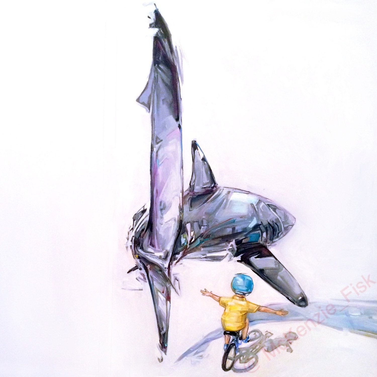 Shark illustration Modern wall art surrealism print fine