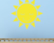 Smiling Sun Wall Decal sunshine decal nursery wall decal FREE SHIPPING