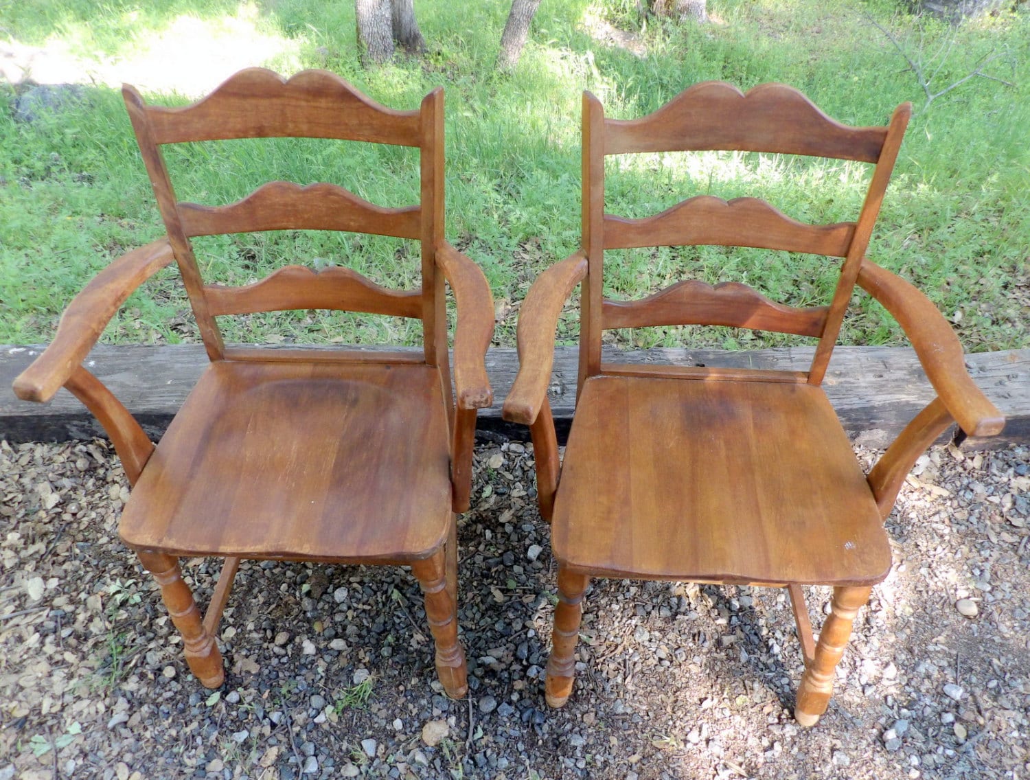 Maple Arm Chairs Colonial Dinette Temple Stuart Stewart Rockport Pair ...