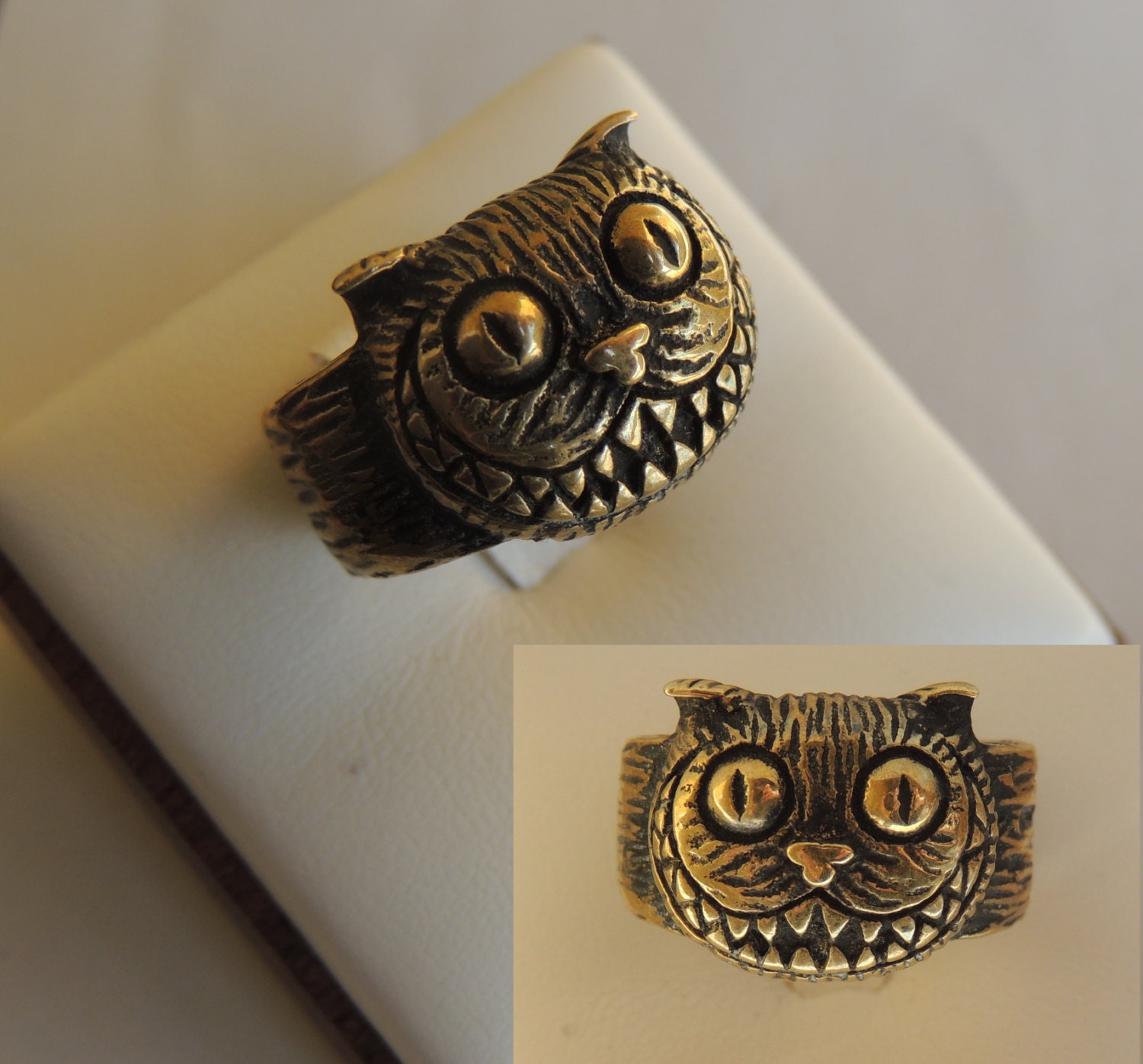 Cheshire Cat Ring by LaCullaDellaFenice on Etsy