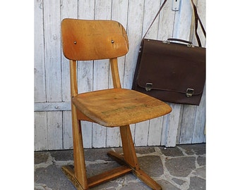 Wood school chair | Etsy
