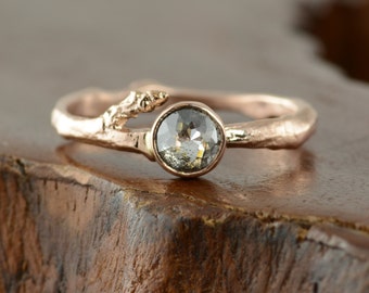 Uncut Diamond Ring 14k Gold & Sterling by PointNoPointStudio