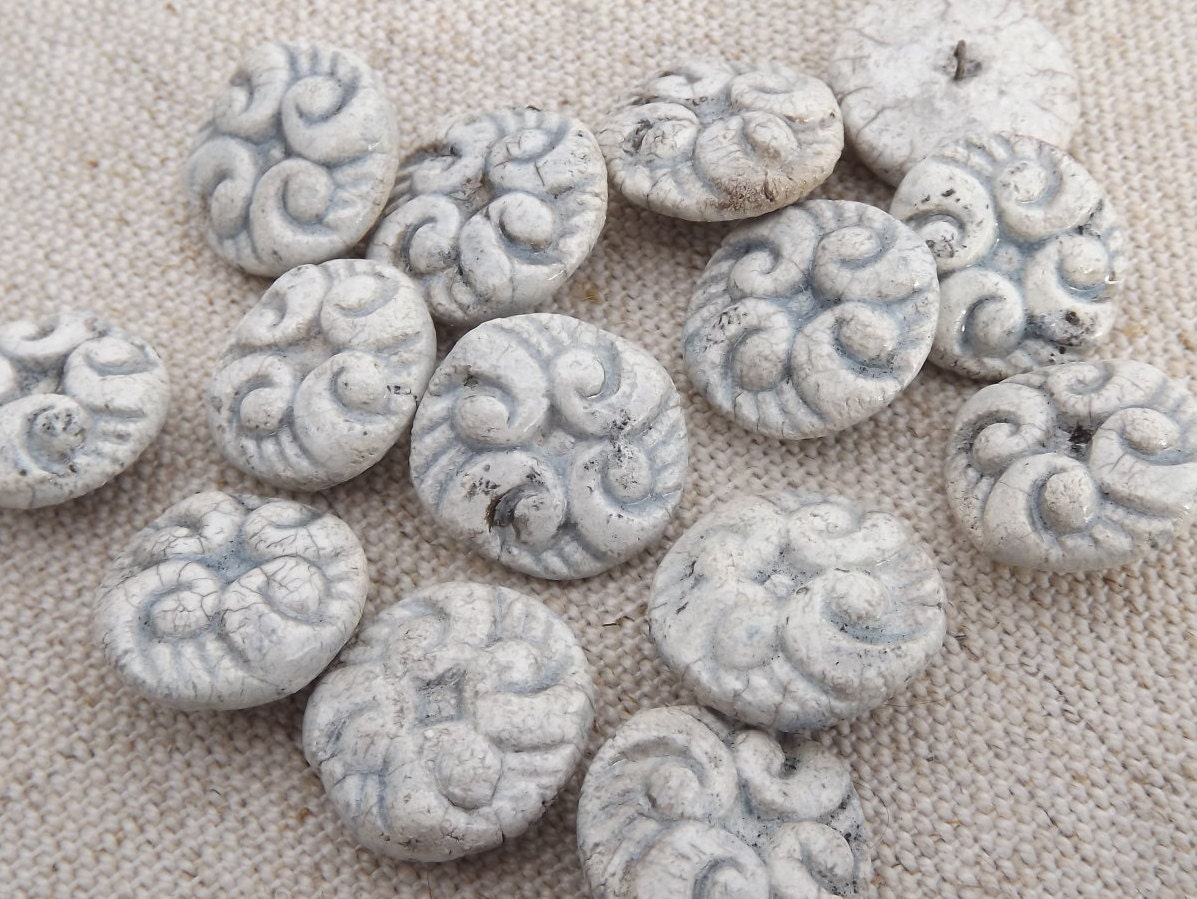 Ceramic buttons beads pendants by by BlueBirdyDesign on Etsy