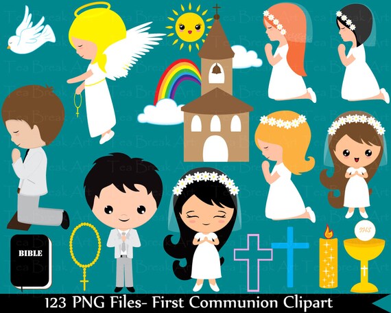 123 PNG Files First Communion ClipArt Digital Clip by TeaBreakArt