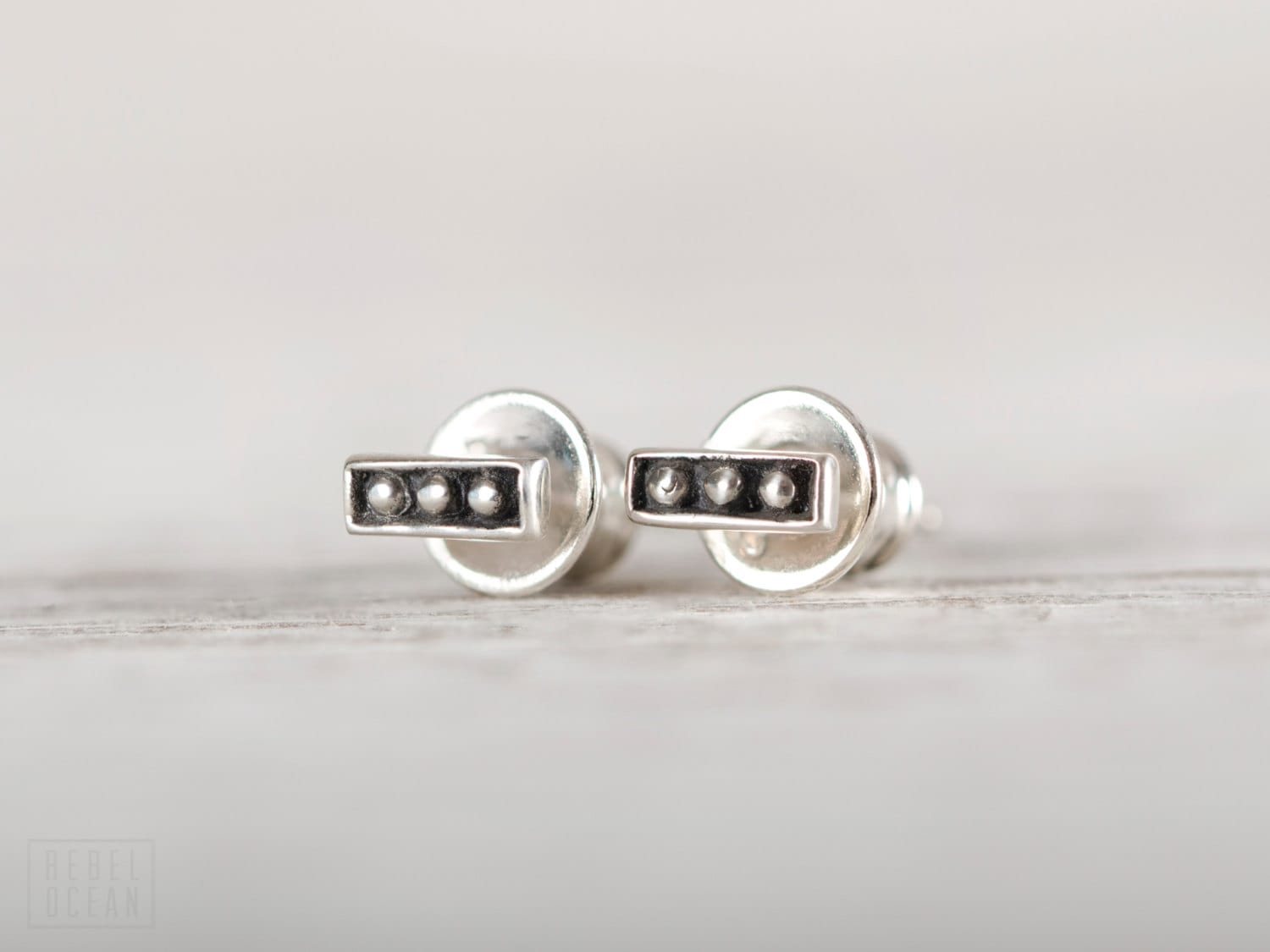 Silver Stud Earrings Sterling Silver Square Earrings Bohemian