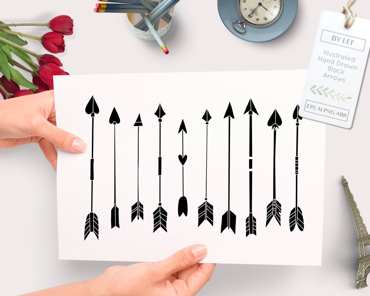 Vector Arrow Clip art Graphics Black Set 2 with Photoshop