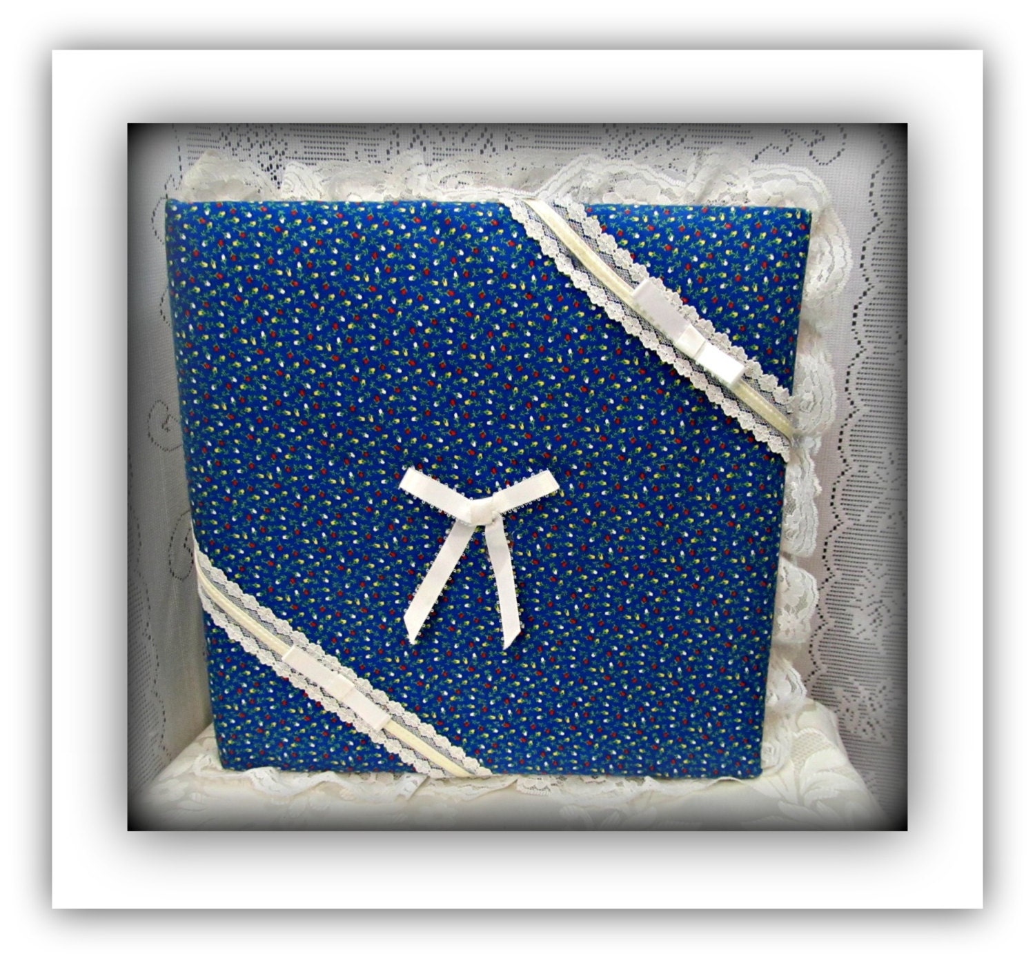 Three ring binder Cloth binder Lacy binder Blue trapper