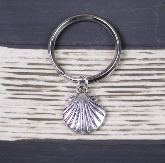 sea shell keychain silver shell charm sea shell keychain