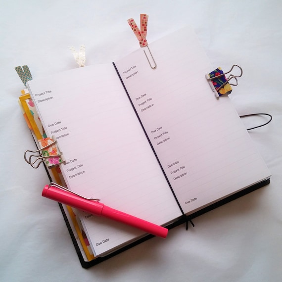 Minimalist Brief Project Planner for regular Midori