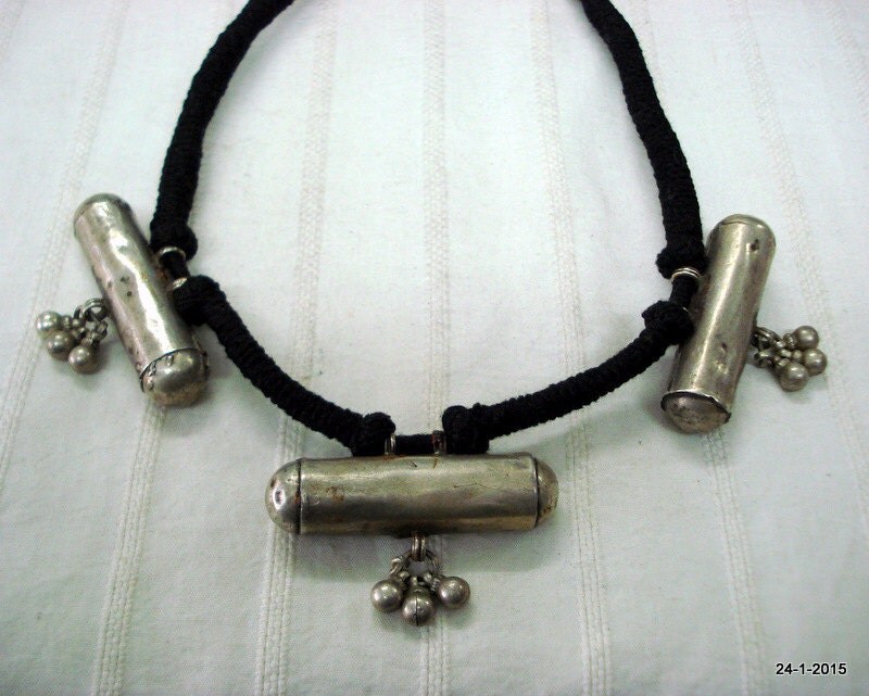 vintage antique tribal old silver taviz amulet pendant necklace ethnic ...