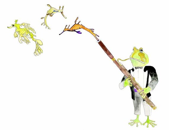 ÉTUDE frog music sea horse sea dragon BASSOON animal art