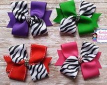 Popular items for zebra print hair bow on Etsy
