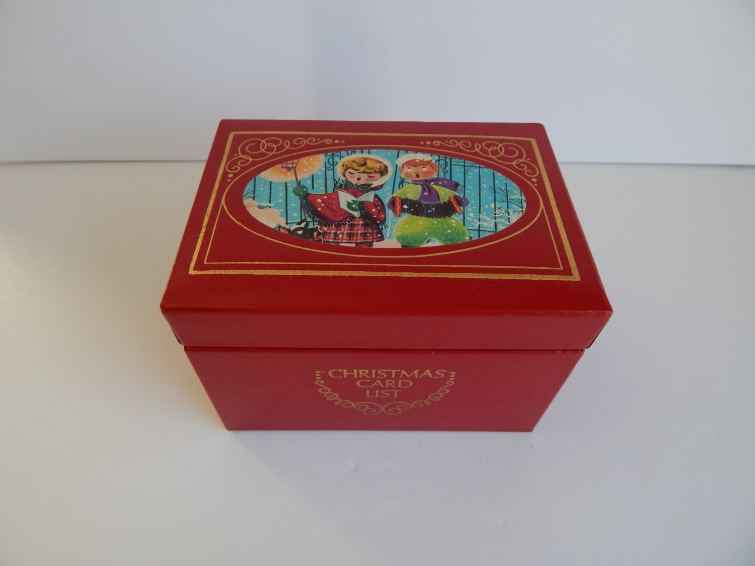 Christmas Card List Storage Box with Index Card Dividers / Red ...
