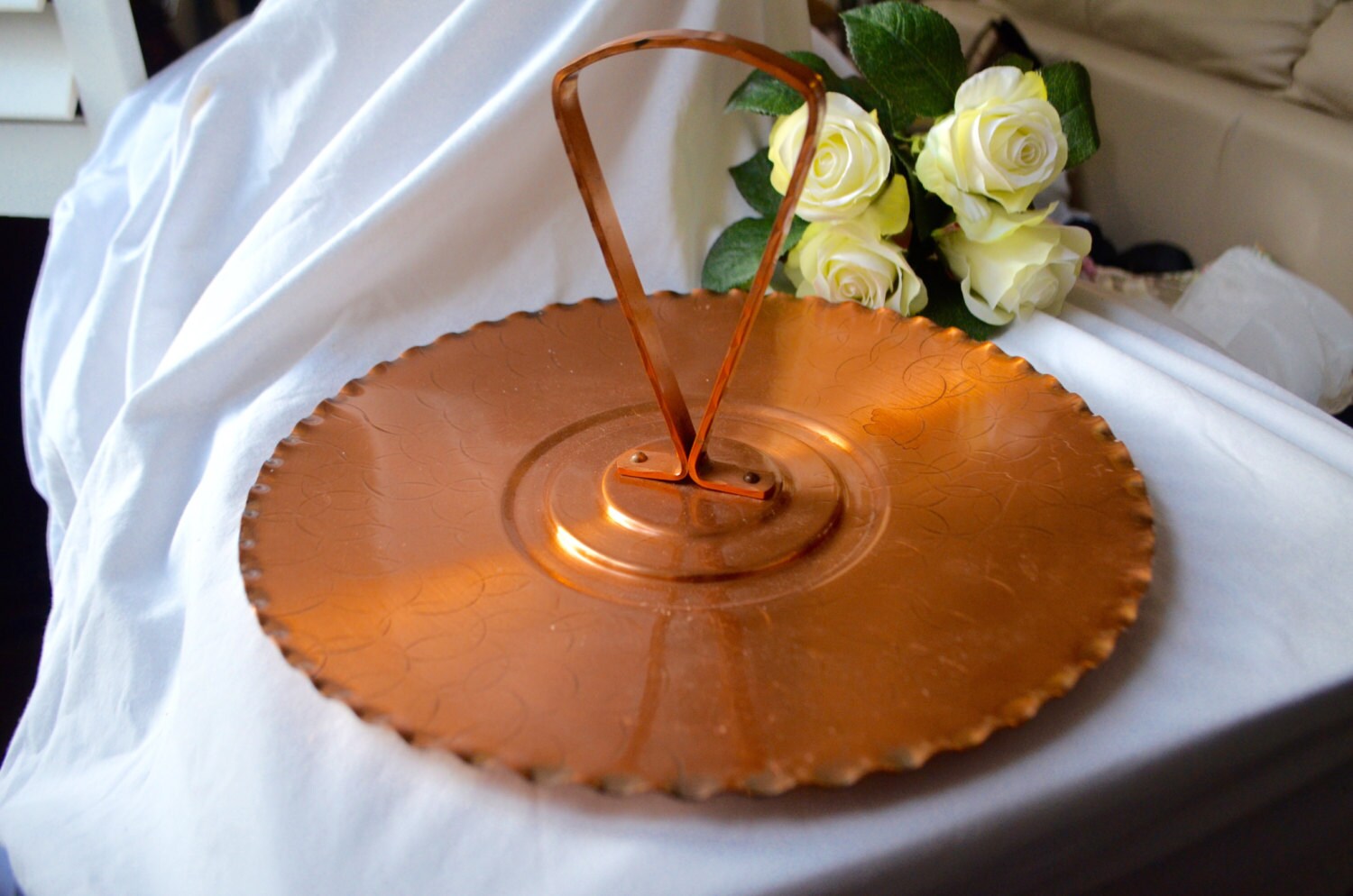 COPPER TRAY Vintage Solid Copper Round Tray Stunning Patina – Haute Juice