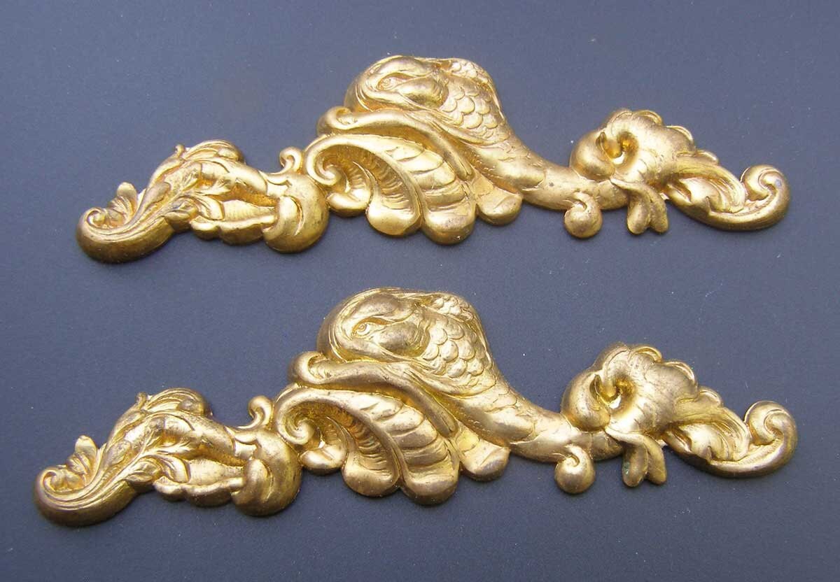 Vintage Brass Stamping Finding Mythical Sea Creature Victorian Dolphin ...