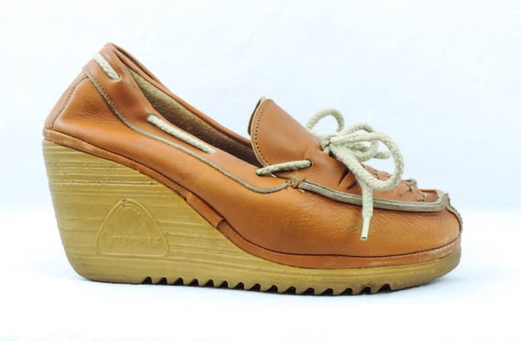 70's Cherokee Wedges 1970's Vintage Leather High