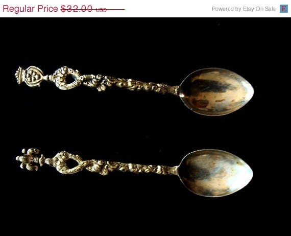 3DAY SALE Two Antique Italian Demitasse Spoons Metal Tarnish Coffee ...