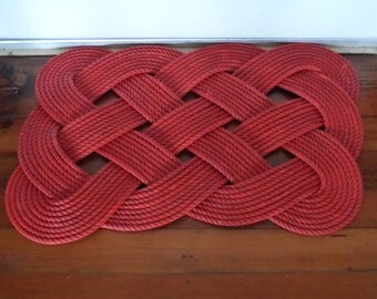 Items similar to Dark Red Rope Rug 100% Eco-Friendly Doormat 30" x 20 ...