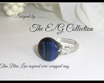 Unique thin blue line ring related items | Etsy