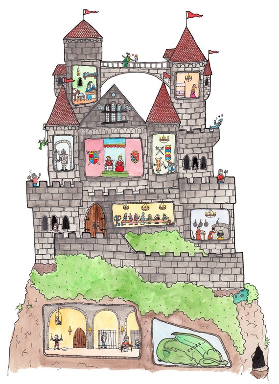 Cross section of castle by JodiLynnDoodles on Etsy