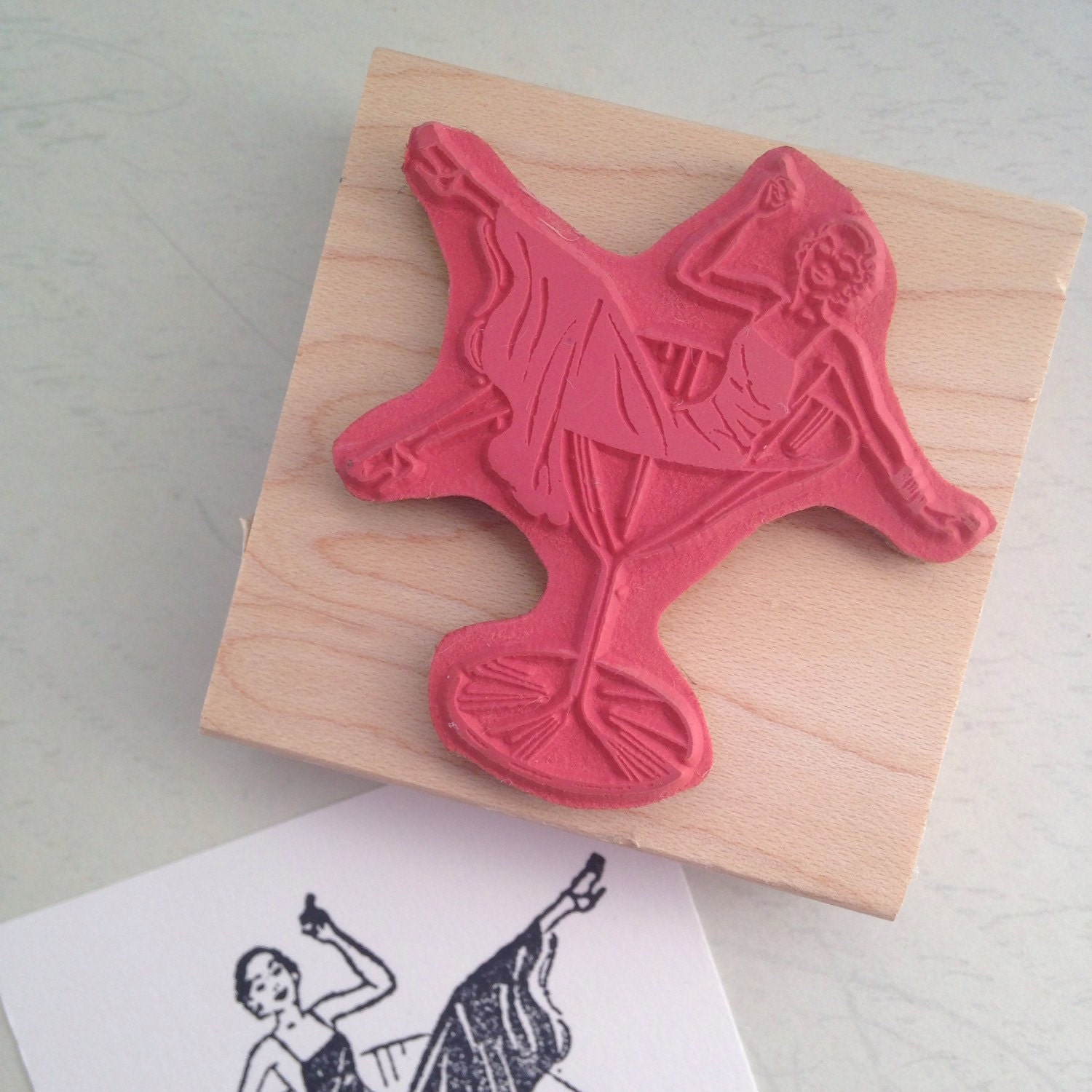 Party Lady in a Martini Glass Rubber Stamp by 100ProofPress