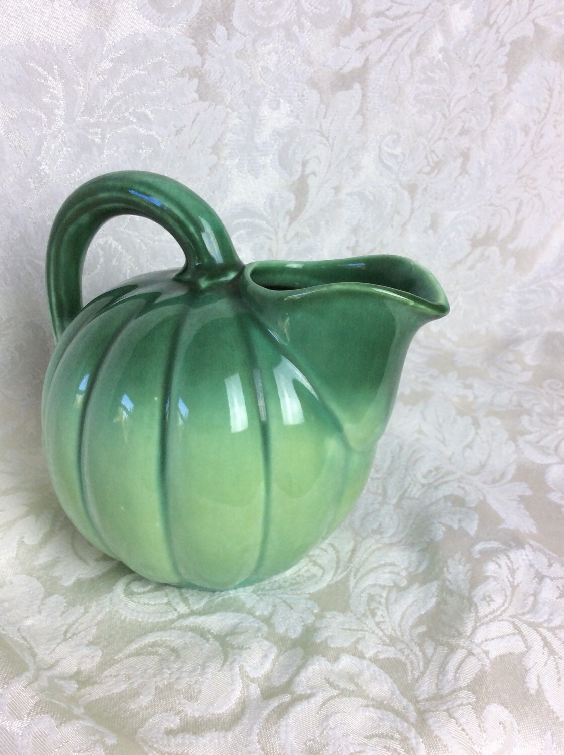 Vintage pumpkin pitcher green gourd pitcher