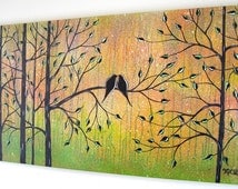 Popular items for birds tree painting on Etsy