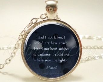 Inspirational Quote Necklace Pendant Midrash Hebrew