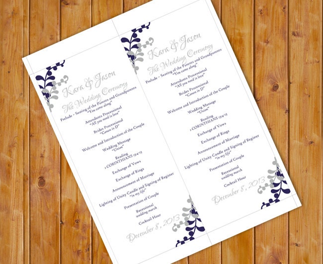 Wedding Program Template DIY Editable Word File Instant