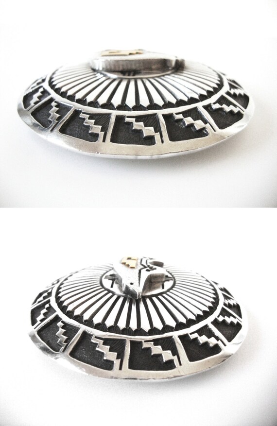 Navajo Jefferson Brown Sterling Silver And 14K by CastEyesUpon