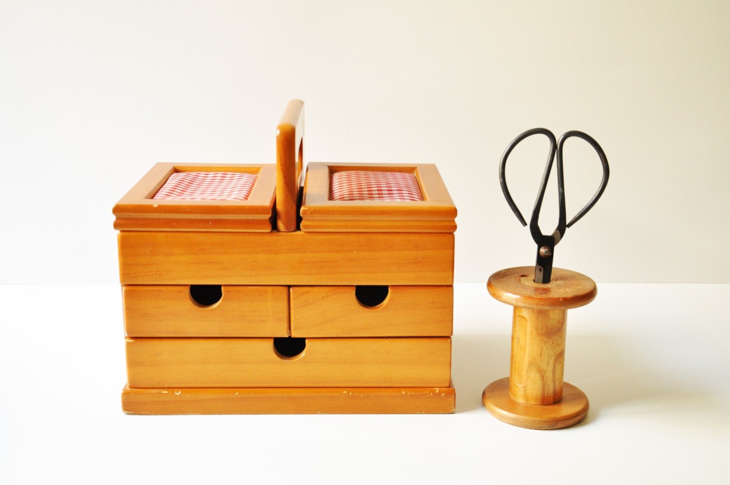 Vintage Wooden Sewing Box