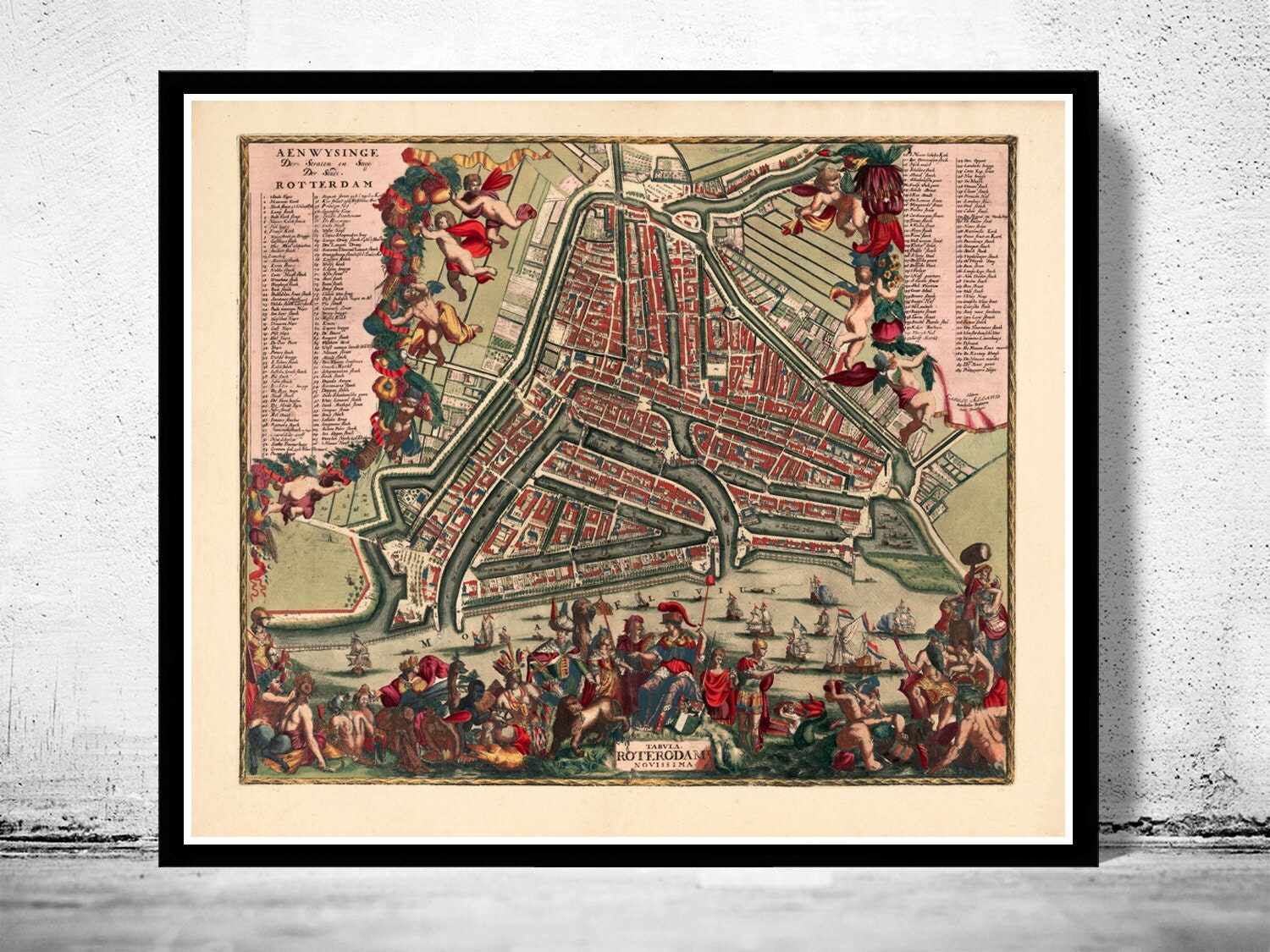 Old Map of Rotterdam Netherlands 1700