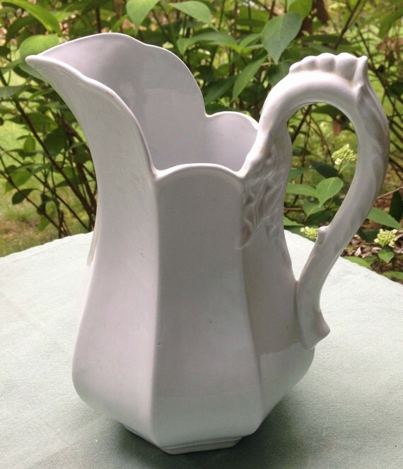 Early English White Ironstone Pitcher Chinese Shape T & R