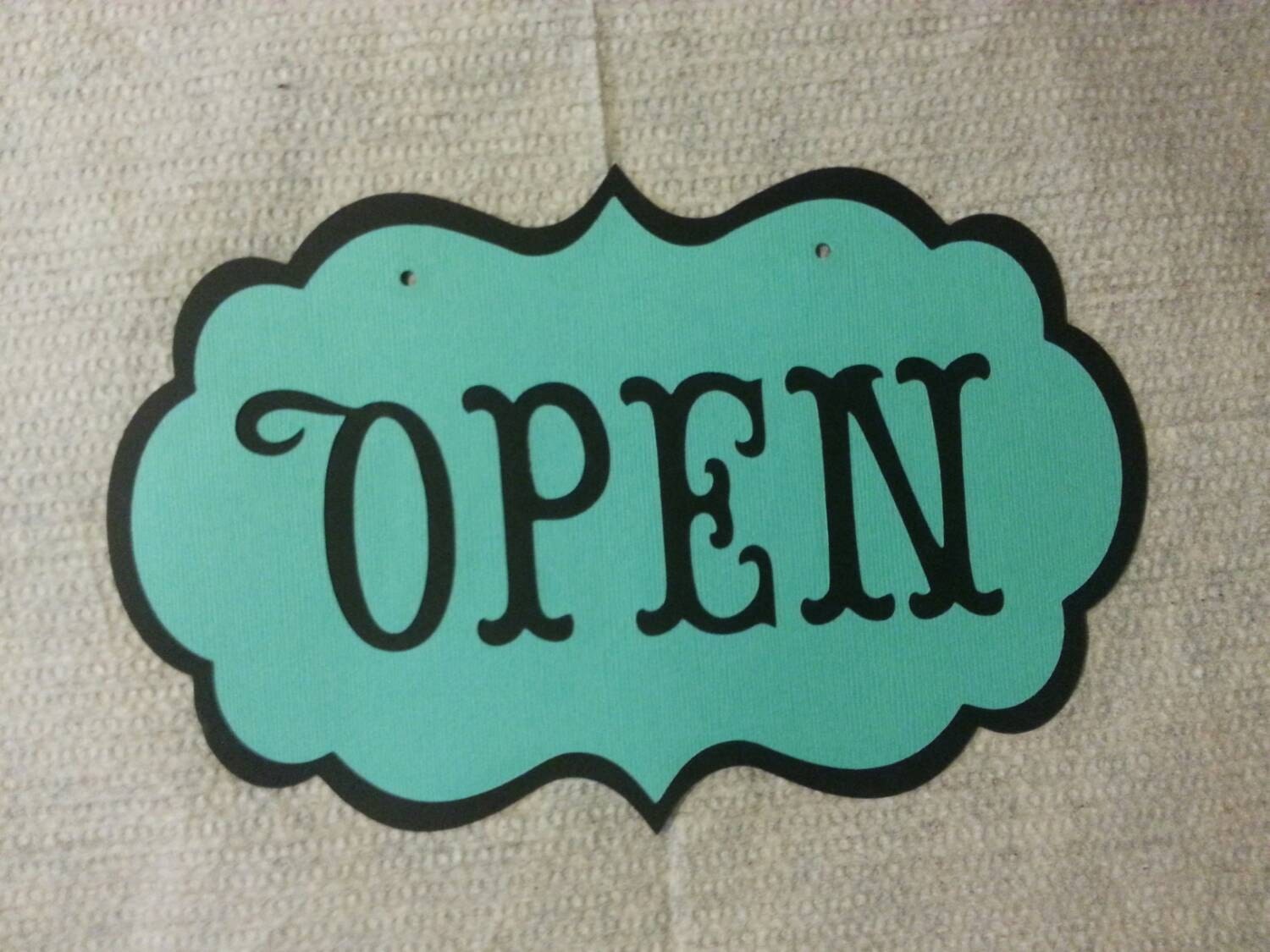Open and Closed Reversible Flip Sign Elegant Die Cut Card