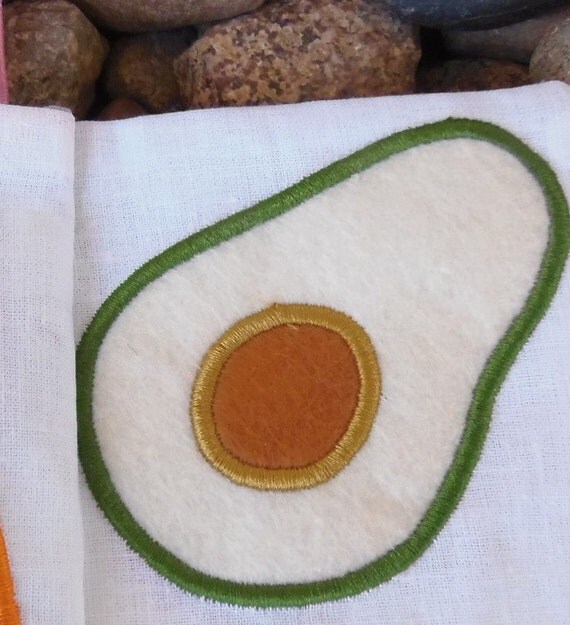 Avocado applique design in 3 sizes. Avocado machine embroidery