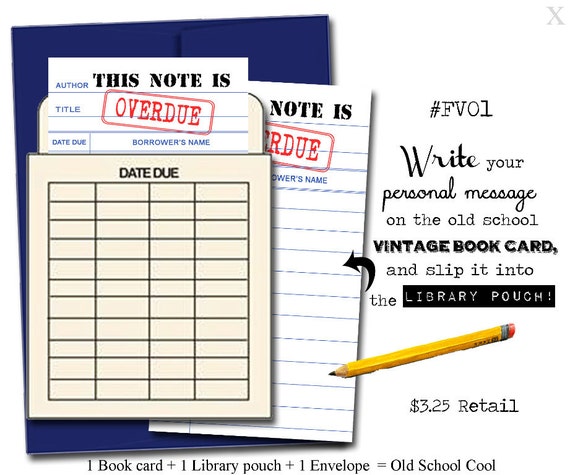 This Note is Overdue. Book themed greeting card with a vintage