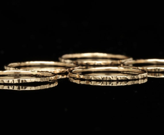 Gold Stacking Rings Sold Per Ring Hammered Gold Ring Gold