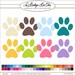 50 rainbow colors Paw Print cliparts pet Clip Art. Dog / Cat