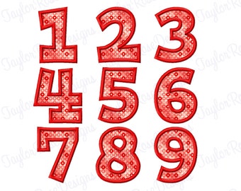 Birthday Numbers Applique Design Machine Embroidery Font BLOCK