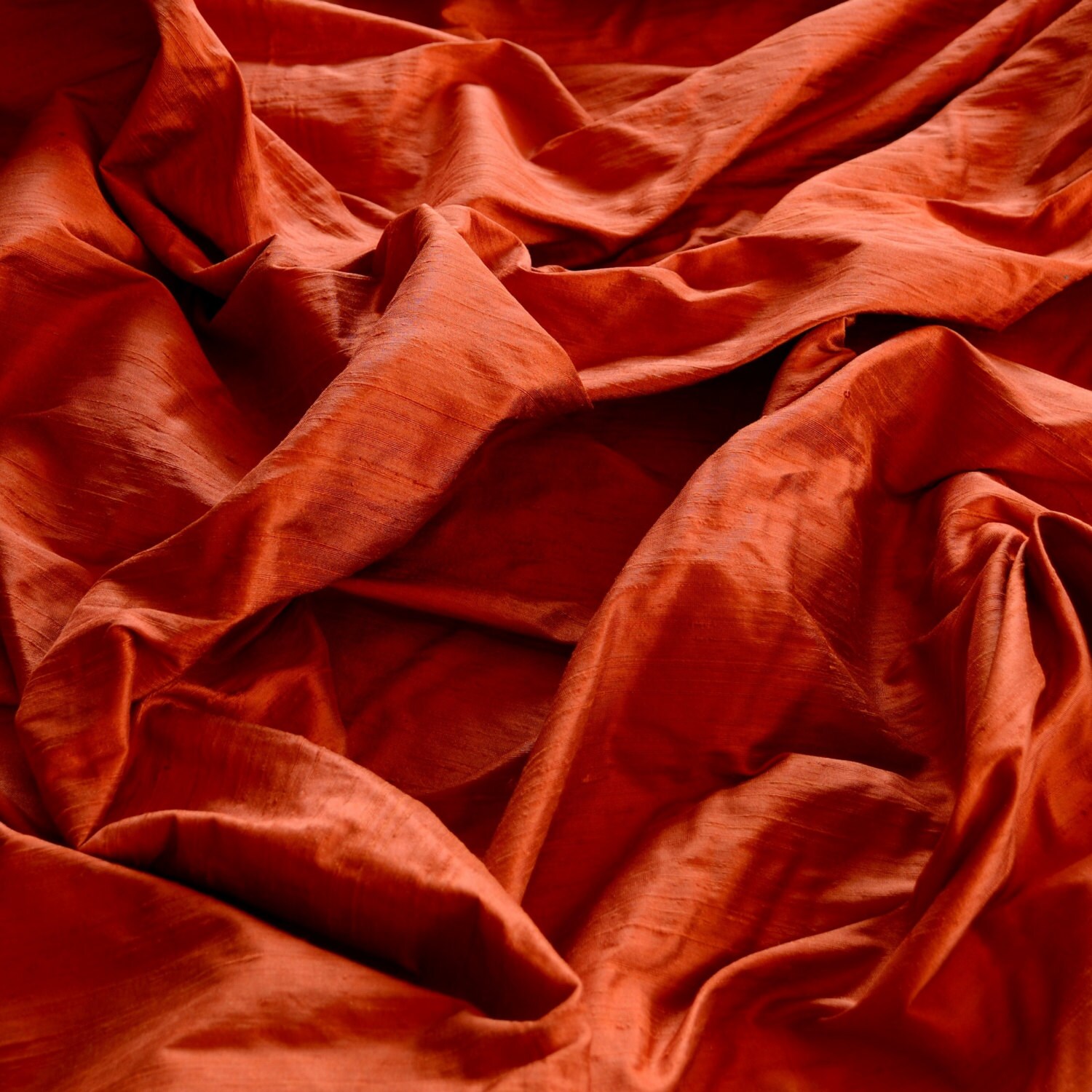 Iridescent Burnt Orange Dupioni Silk 100% Silk Fabric